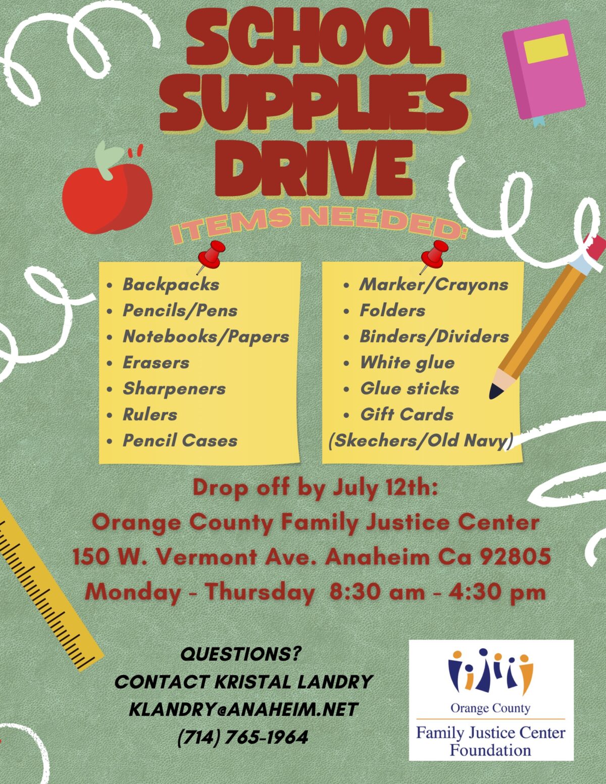Join Our Back to School Donation Drive! - Orange County Family Justice ...